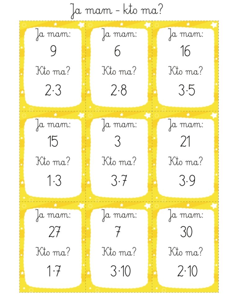 Ćwiczymy mnożenie - gra Ja mam, kto ma? - GetCreativeGetCreative